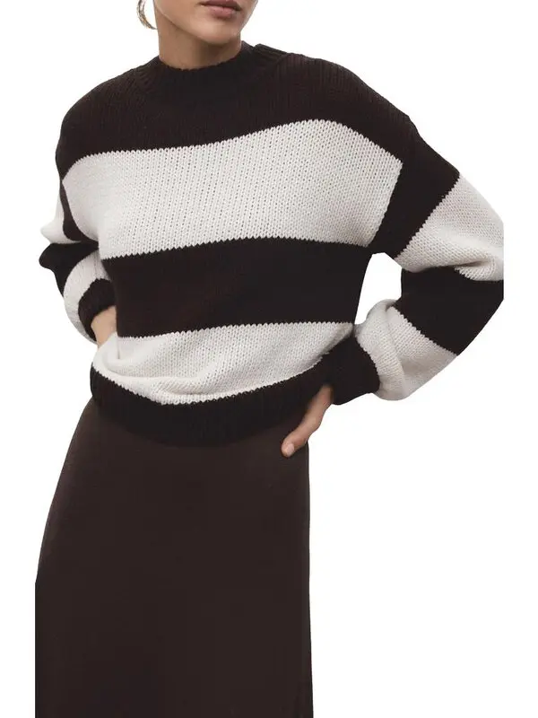 Mango Knit Striped Sweater - Ecru