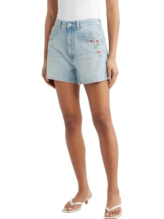 Rails Rancho Floral Embroidered Denim Shorts - Dainty Rose