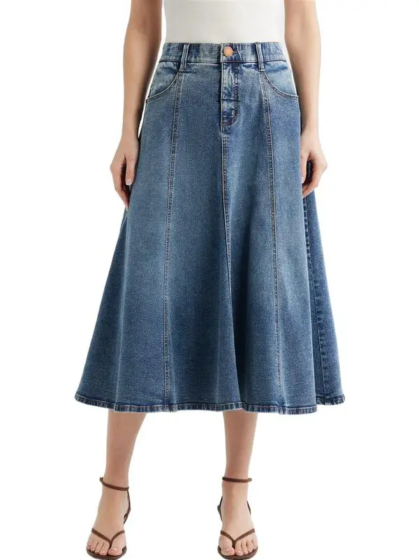 Wit & Wisdom A-line Denim Skirt - Mid Blue Artisanal