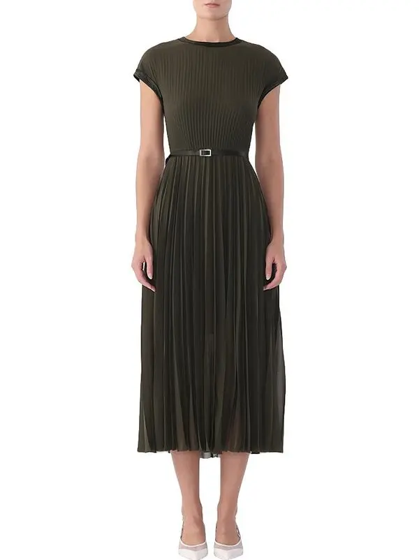 JASON WU Chiffon Fit And Flare Pleated Dress - Hunter Green