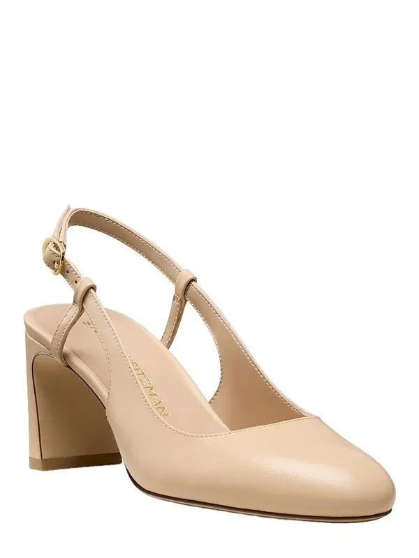 STUART WEITZMAN Babette Leather Mary Jane Slingback Pumps - Barely Beige