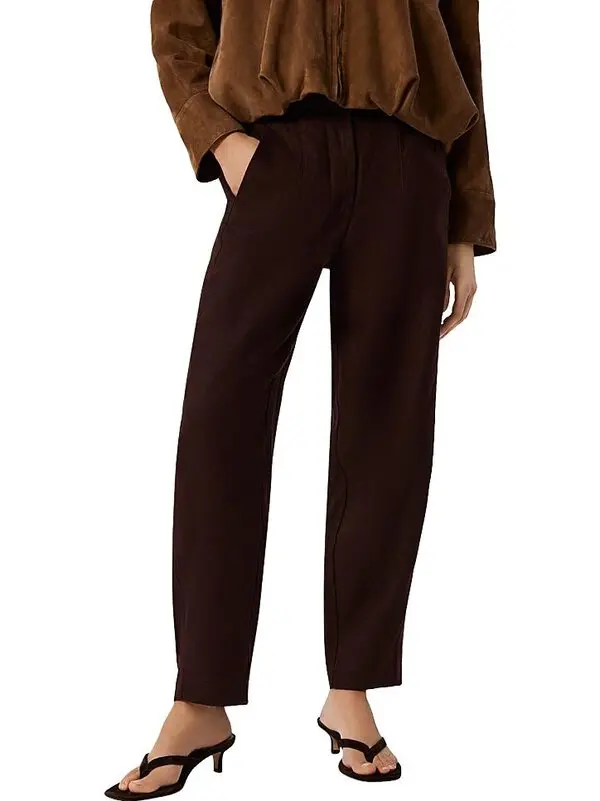 Whistles Linen Barrel Leg Trousers - Brown