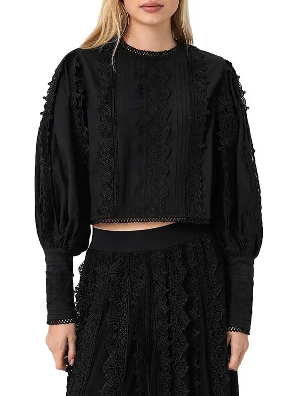 ALLSAINTS Hart Embroidered Top - Black