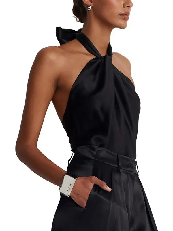 ACARIA STUDIO Jill Satin Top - Black