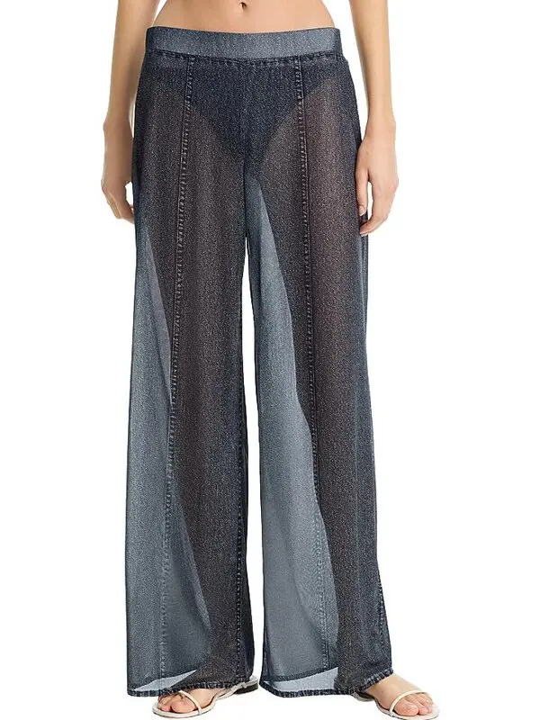 Rag & Bone Miramar Mesh Wide Leg Pants - Washed Black