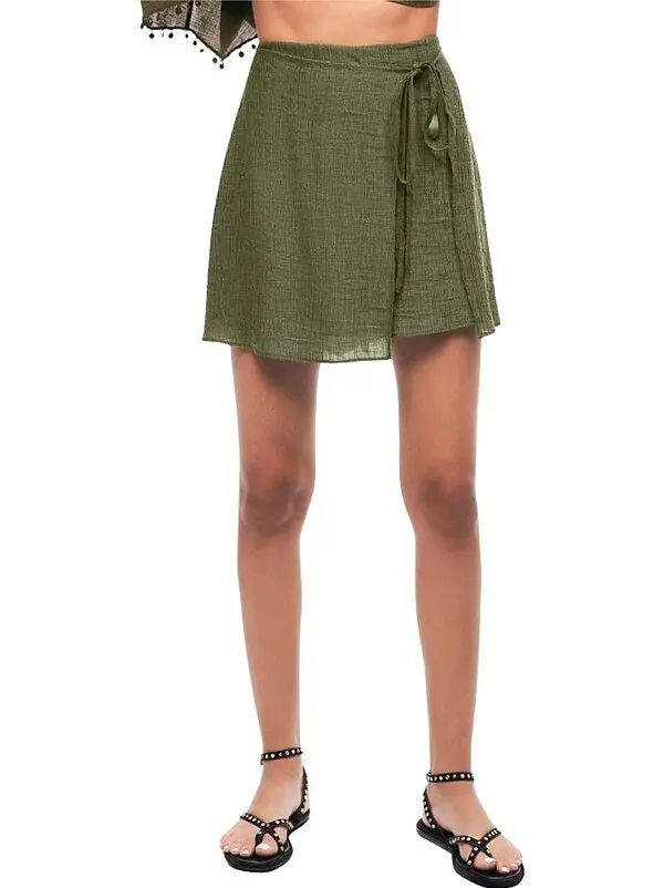 NOCTURNE Wrap Mini Skirt - Khaki