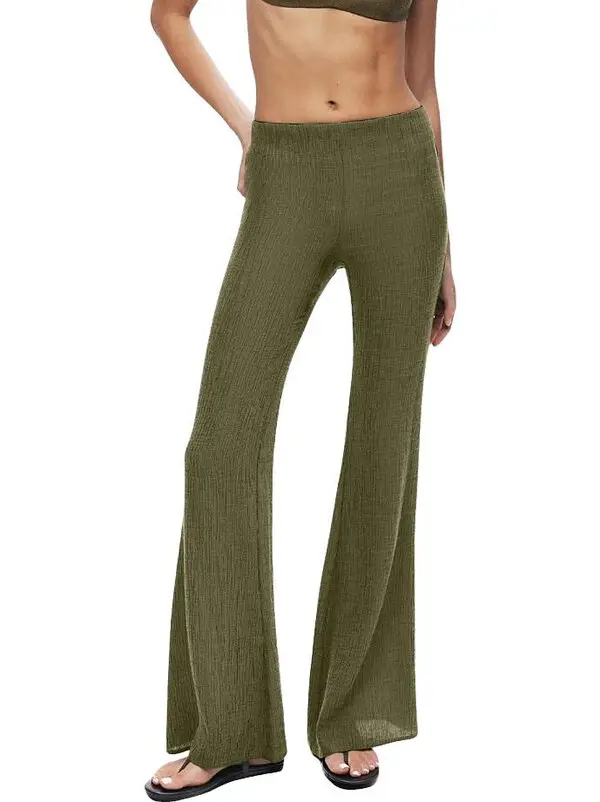NOCTURNE Flared High-waist Trousers - Khaki