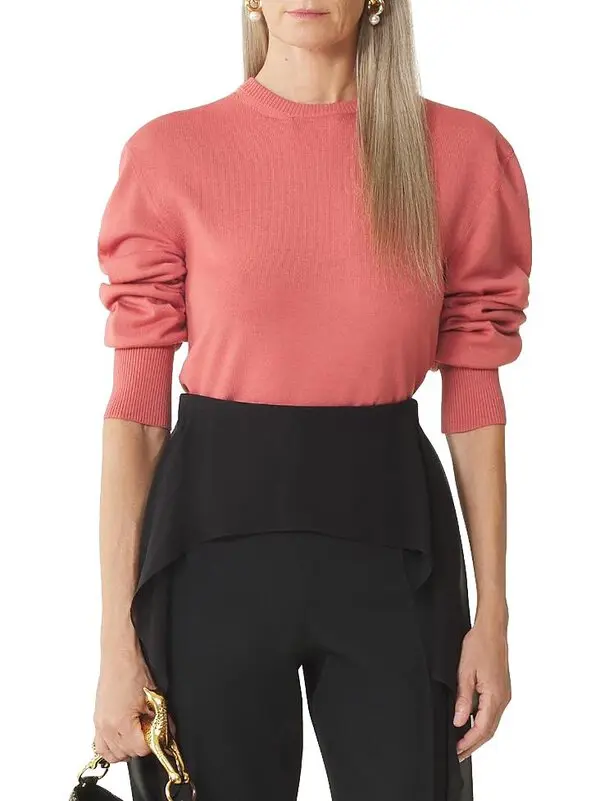 LANVIN Wool Sweater With Grosgrain Detail - Soft Pink.