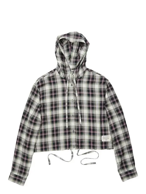 Acne Studios Hooded Plaid Blouse - Black/green