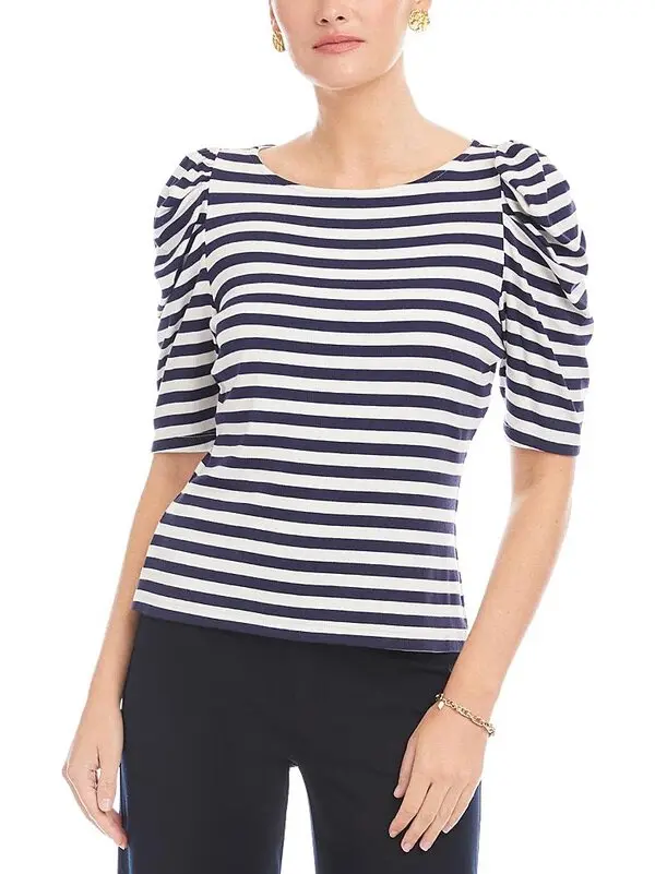 Fifteen Twenty Marni Elbow Sleeve Top - Navy/ White