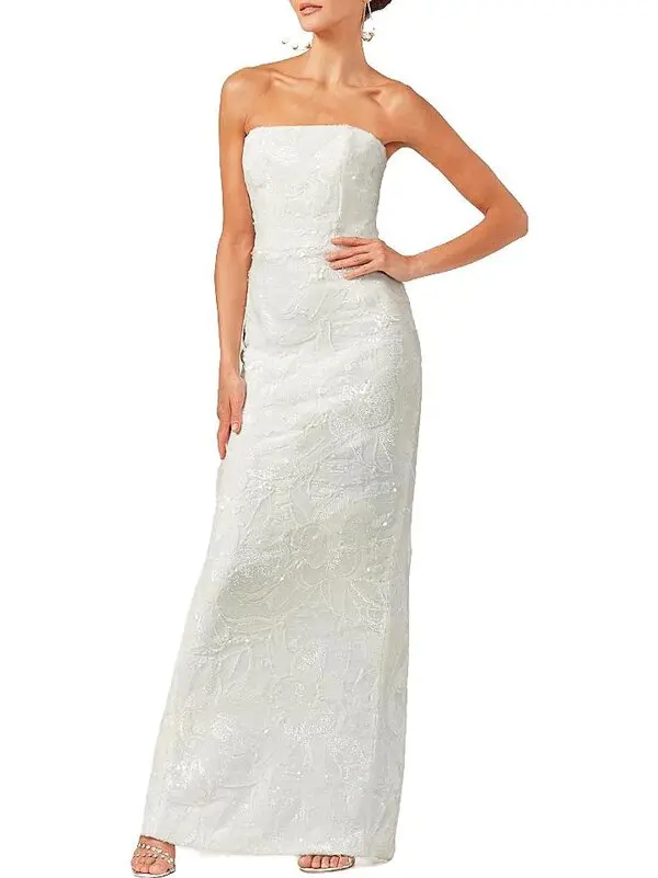 HELSI Serena Strapless Sequin Gown - White