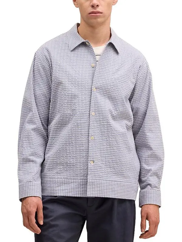 Nn07 Reed Seersucker Overshirt - Stone Blue
