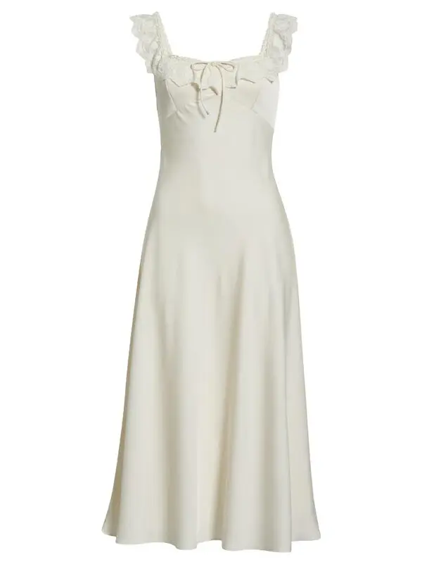 Astr The Label Makiya Lace Trim Satin Dress - Cream