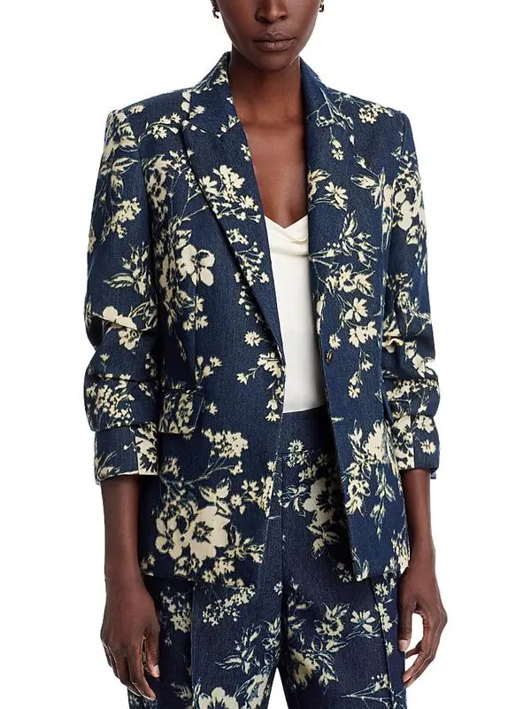 Elie Tahari Gabby Denim Burnout Jacket - Dark Denim