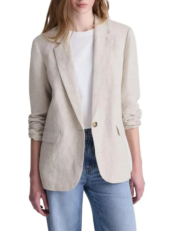 Madewell The Mercer Linen Relaxed Blazer - Oat