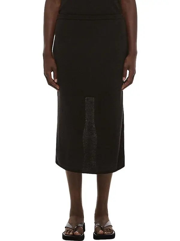 Helmut Lang Wool-blend Midi Skirt - Dark Brown