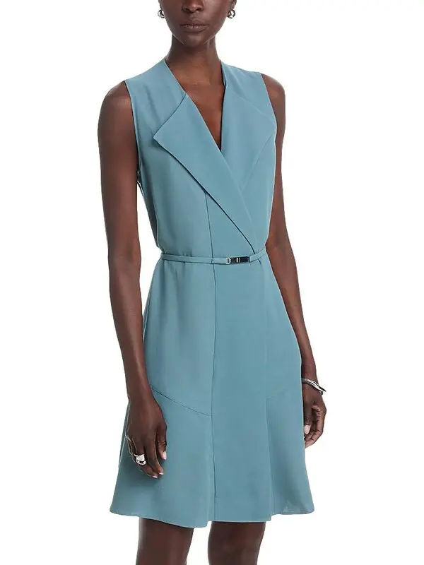 BOSS Dimosa Wing Lapel Wrap Dress - Reef