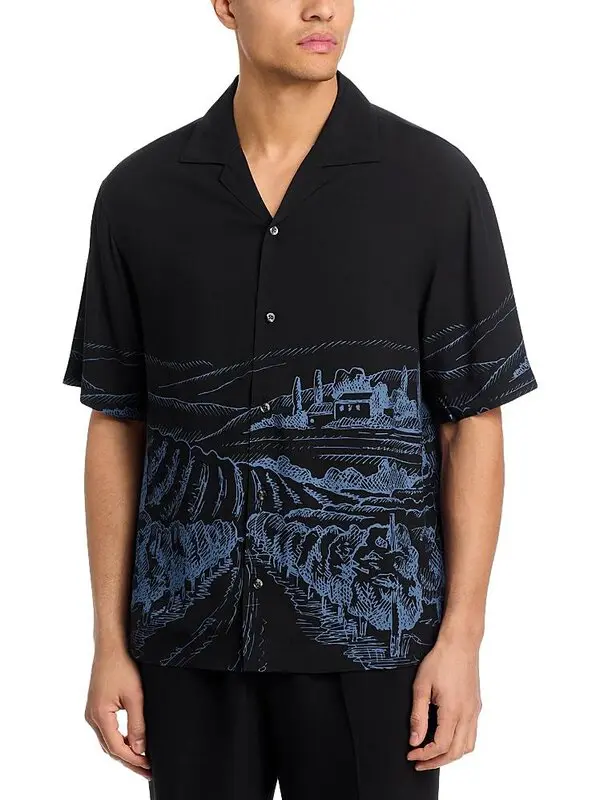 Hugo Espino Landscape Graphic Short Sleeve Shirt - Black