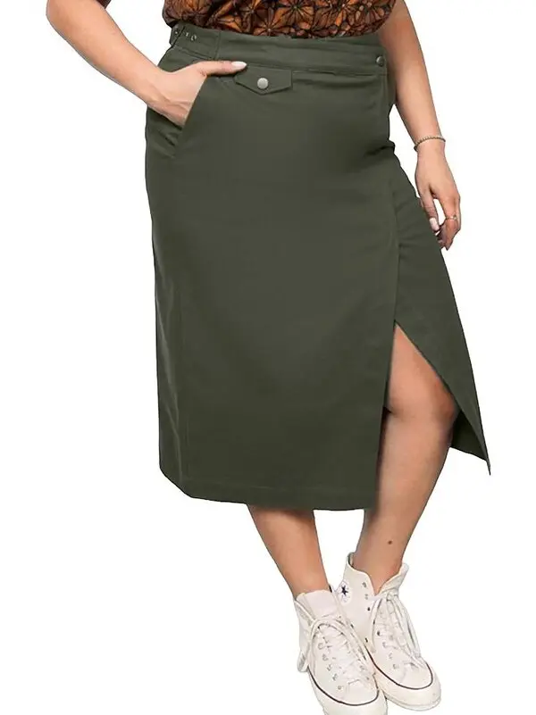 WILDFANG Cotton Twill Utility Wrap Skirt - Spruce