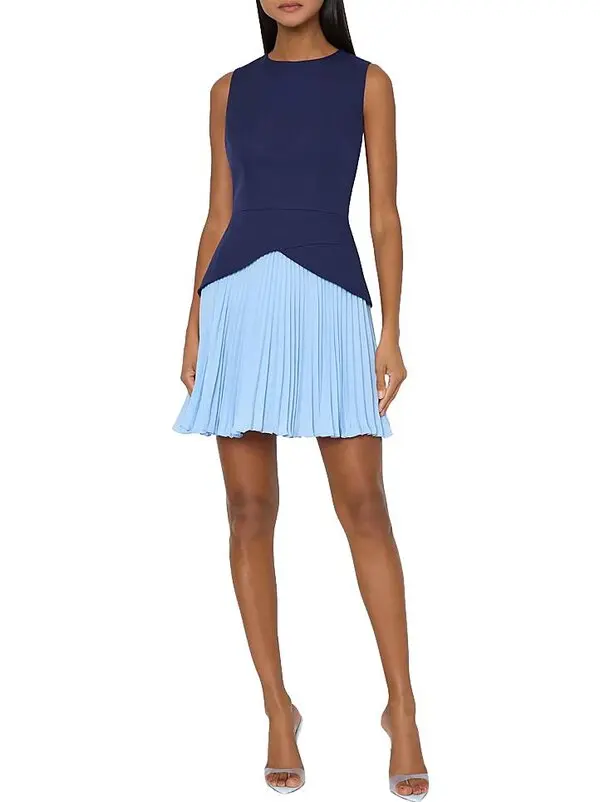 MILLY Haddy Pleated Dress - Navy