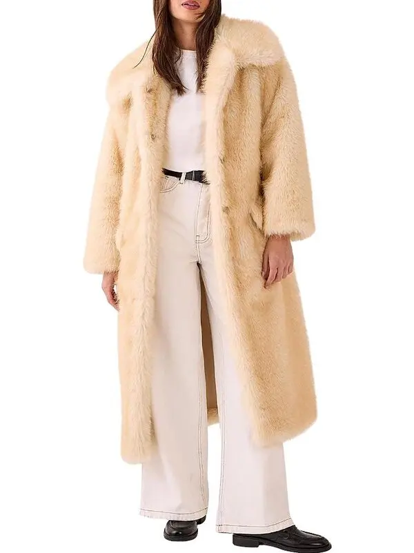Nasty Gal Belted Faux Fur Coat - Lemon