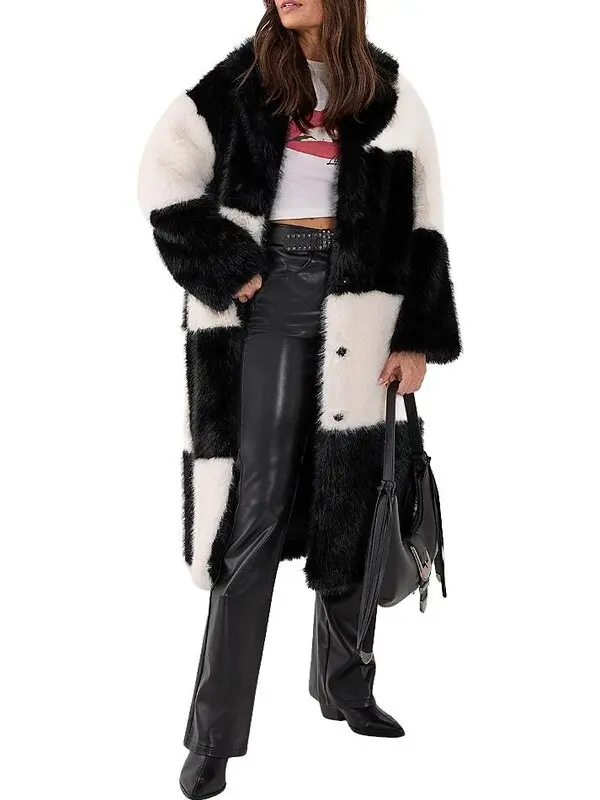 Nasty Gal Faux Fur Coat - Mono