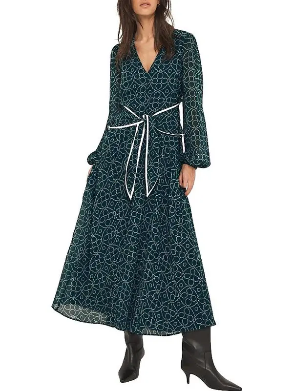 Mint Velvet Printed Tie Maxi Dress - Green