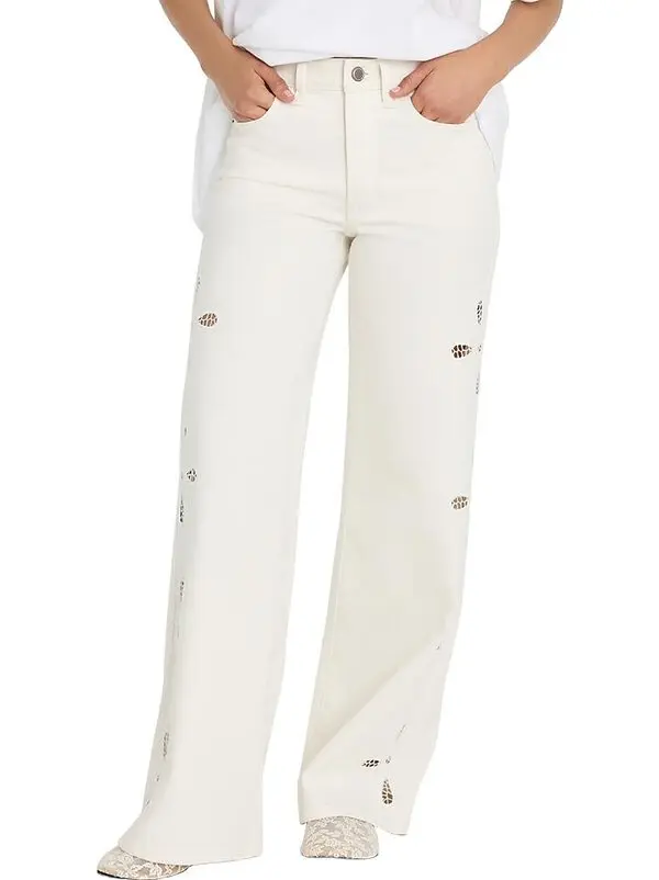 Good American Good Waist High Rise Palazzo Jeans - White
