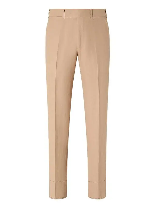 Zegna Slim Fit Oasi Lino Pants - Beige