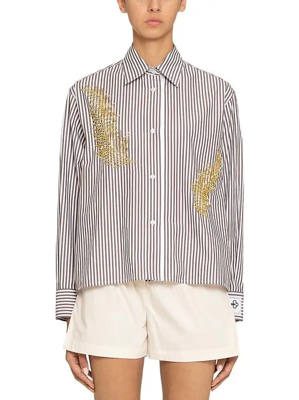 DES_PHEMMES Embroidered Shirt - Vanilla/chocolate