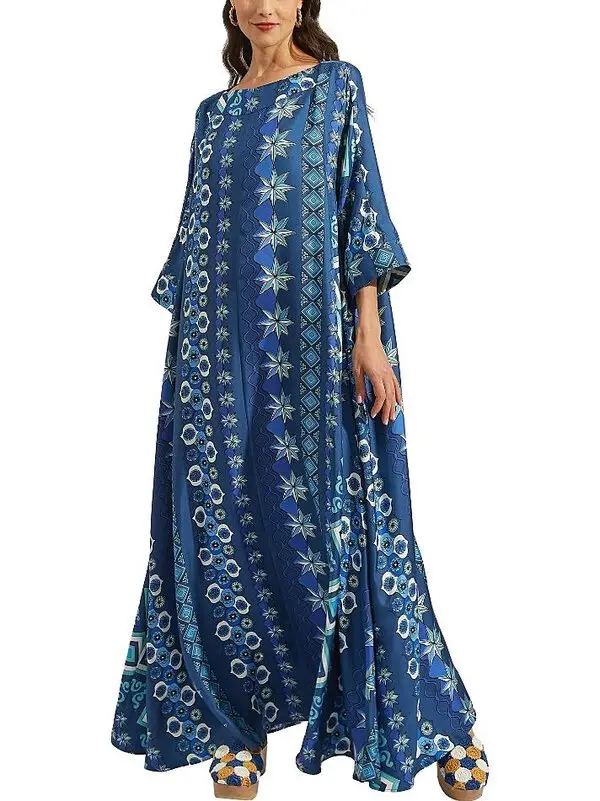 La DoubleJ Printed Muumuu Maxi Dress - Costiera Blue