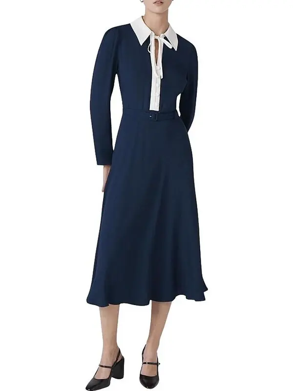 GHOST LONDON Lillian Crepe Midi Dress - Navy