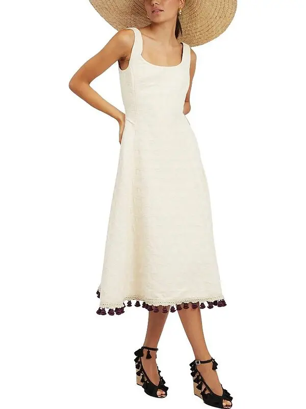 La DoubleJ Sophia Midi Dress - Creamy Jacquard Cream