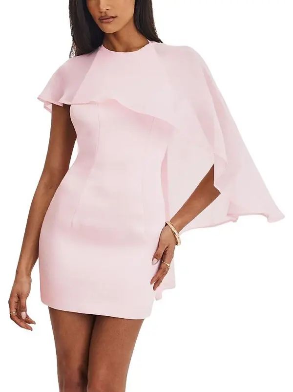 MISS CIRCLE Umeko Asymmetrical Cape Mini Dress - Pink