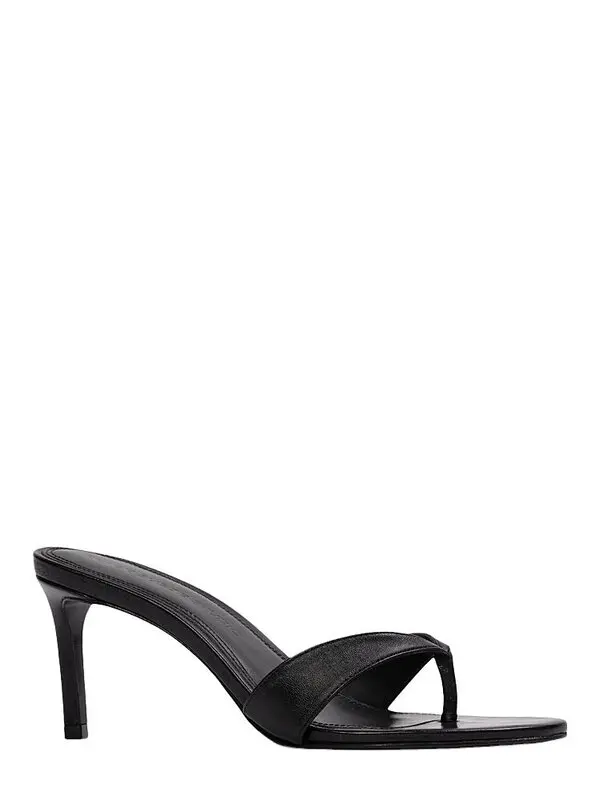 BLACK SUEDE STUDIO Aura 70 Thong Mule Sandals - Black Leather