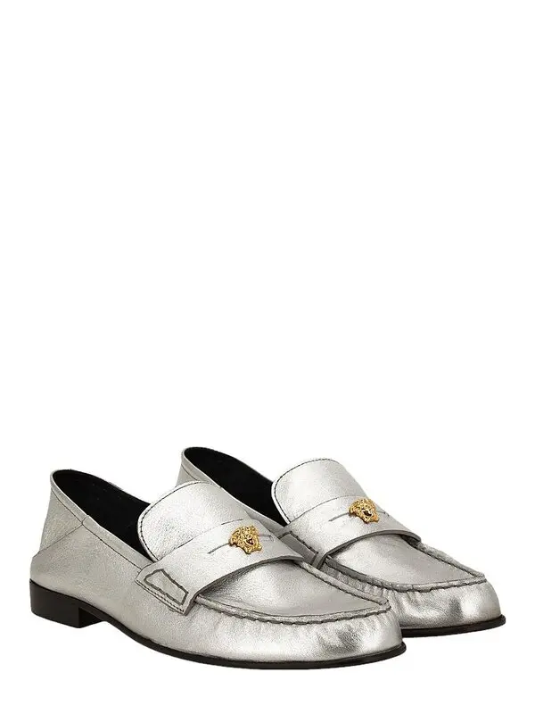 Versace Leather Loafers - Silver Versace
