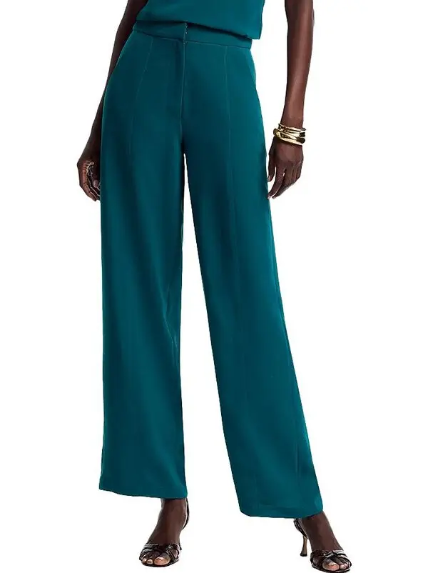 Misook Wide Leg Crepe De Chine Trousers - Spruce