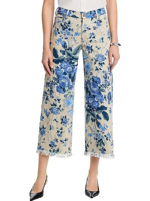 Kobi Halperin Printed Floral Straight Leg Cropped Pants - Ecru Multi