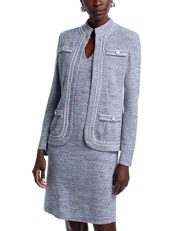 Misook Knit Jacket - Aegean Blue/biscotti/white/black