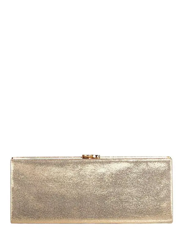 Aqua Long Frame Clutch - Light Gold