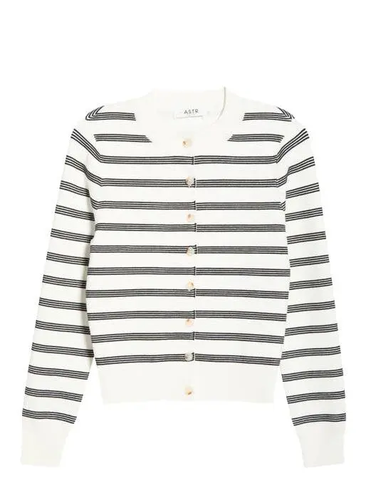Astr The Label Tawni Stripe Cardigan - Black White Stripe
