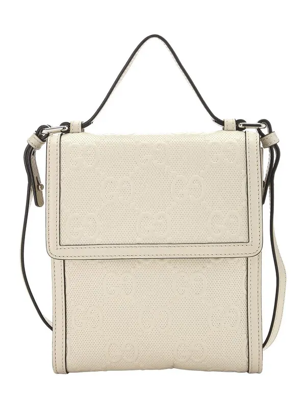 Gucci Embossed Leather Messenger - White