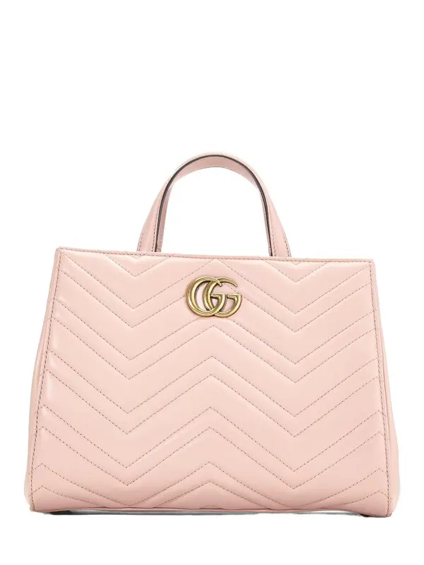 Gucci Leather Gg Marmont Top Handle Flap Bag - Pink