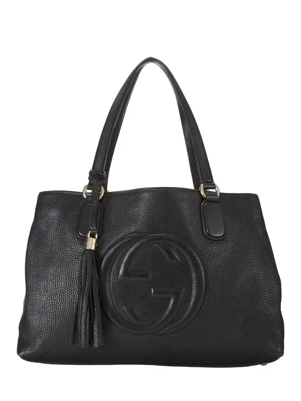 Gucci Leather Soho Working Tote - Black