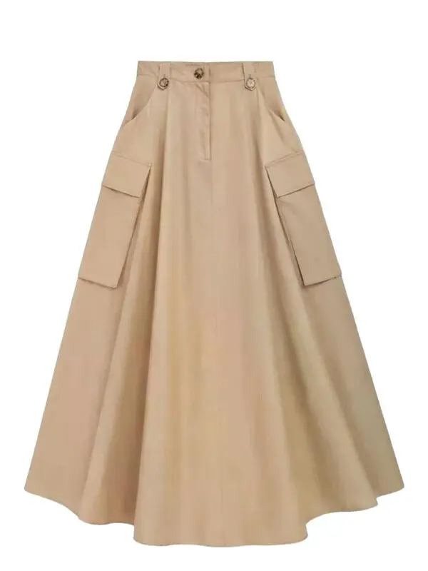 PSOPHIA Cargo-pocket Midi Skirt - Neutrals