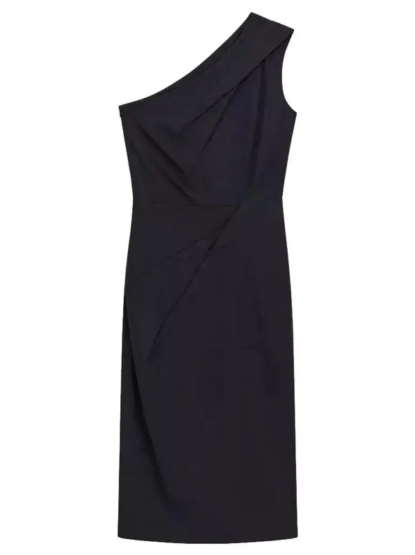 Liviana Conti Draped One-shoulder Midi Dress - Black