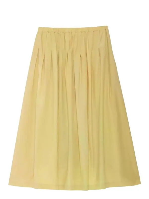 OTTOD'AME Pleated Midi Cotton Skirt - Yellow