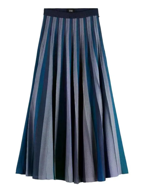 Scotch & Soda Striped Pleated Midi Skirt - Blue