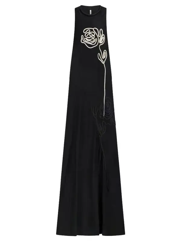 Liviana Conti Gilda Floral-embroidered Maxi Dress - Black
