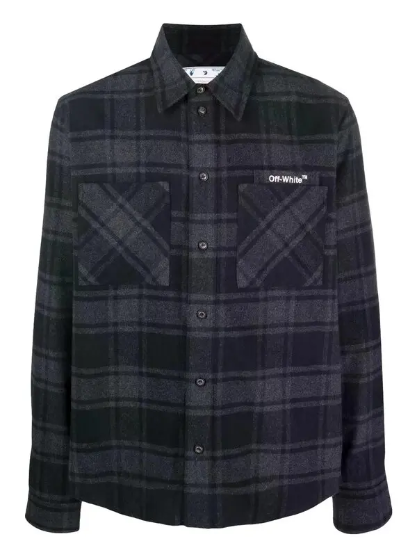 Off-White Outline-arrows Flannel Shirt - Grey
